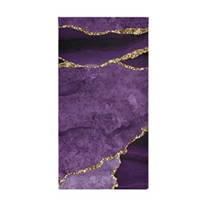 Purple Gold Agate Pattern Face Towels for Skincare washcloths 2 Pack, Dish Towel for Kitchen Fingertip Bath Towels