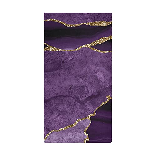 Purple Gold Agate Pattern Face Towels for Skincare washcloths 2 Pack, Dish Towel for Kitchen Fingertip Bath Towels