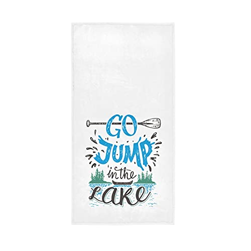 OTVEE Go Jump in The Lake Towel Wash Cloths 30x15 Inch Polyester Fingertip Towel for Home Bathroom Decor