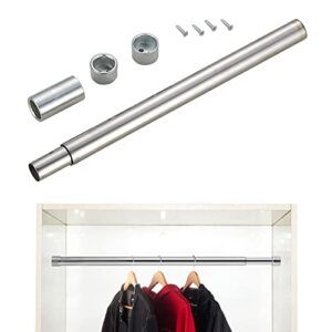 closet pole, closet rod with telescopic adjustment, with wardrobe rail rod pole socket and screws, clothes rod for closet, suitable for wardrobes, cabinets, bathrooms, balconies (12.2‘’-20.5‘’)