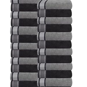 CASA COPENHAGEN, Designed in Denmark, 550 GSM, 12x12 Inches, Washcloths Towels, Set of 24 Towels, Super Soft and Absorbent, Egyptian Cotton Towels for Bathroom & Kitchen - Silver Grey and Dark Grey