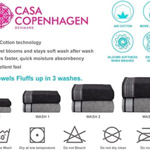 CASA COPENHAGEN, Designed in Denmark, 550 GSM, 12x12 Inches, Washcloths Towels, Set of 24 Towels, Super Soft and Absorbent, Egyptian Cotton Towels for Bathroom & Kitchen - Silver Grey and Dark Grey