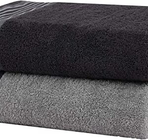 CASA COPENHAGEN, Designed in Denmark, 550 GSM, 12x12 Inches, Washcloths Towels, Set of 24 Towels, Super Soft and Absorbent, Egyptian Cotton Towels for Bathroom & Kitchen - Silver Grey and Dark Grey