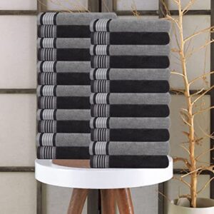 CASA COPENHAGEN, Designed in Denmark, 550 GSM, 12x12 Inches, Washcloths Towels, Set of 24 Towels, Super Soft and Absorbent, Egyptian Cotton Towels for Bathroom & Kitchen - Silver Grey and Dark Grey