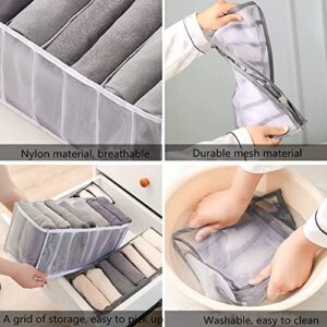 Wardrobe Clothes Organizer,Drawer Organizers for Clothing,Large Size,2Pack,7Grids,Grey