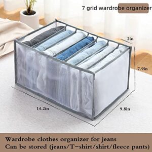 Wardrobe Clothes Organizer,Drawer Organizers for Clothing,Large Size,2Pack,7Grids,Grey