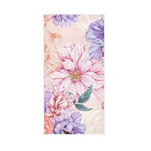 alaza spring pink rose purple flower hand towels bathroom towel highly absorbent soft small bath towel decorative guest breathable fingertip towel for face gym spa 30 x 15 inch