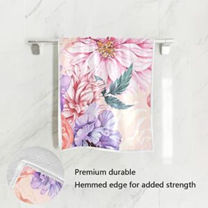 ALAZA Spring Pink Rose Purple Flower Hand Towels Bathroom Towel Highly Absorbent Soft Small Bath Towel Decorative Guest Breathable Fingertip Towel for Face Gym Spa 30 X 15 Inch