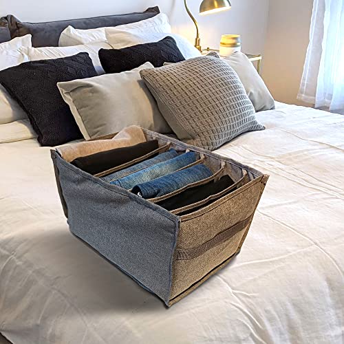 FELOTTE Clothes Drawer Organizer for Jeans, Wardrobe Clothes Organizer for Folded Clothes, Clothes Storage Organizer for Jeans, Leggings, Pants, Dresses, Sweater, T-Shirts (Medium, Grey)