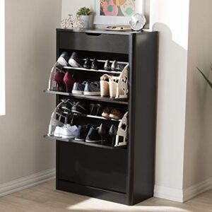 Baxton Studio Cayla 4 Drawer Shoe Cabinet in Black