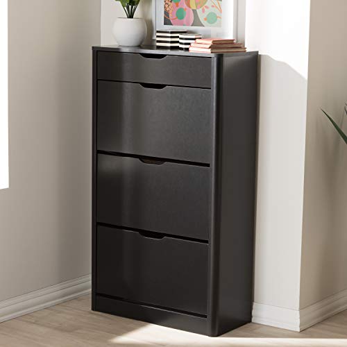 Baxton Studio Cayla 4 Drawer Shoe Cabinet in Black