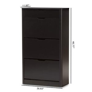 Baxton Studio Cayla 4 Drawer Shoe Cabinet in Black