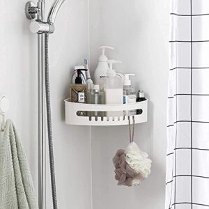 LEVERLOC Shower Caddy Suction Cup Corner Shower ShelfOne Second Installation Shower Basket Wall-Mounted Waterproof Shower Organizer Removable & Reusable