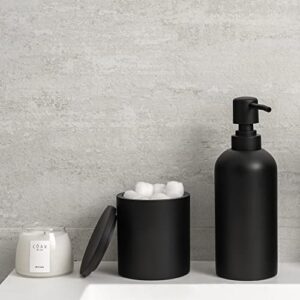 Jo Lavie Bathroom Accessories Matte Black Set of 4, Bathroom Organization, Bathroom Accessory Set - Soap Dispenser, Bathroom Jars, Toothbrush Cup, Brush Holder, Made of Resin, Modern Home Decor