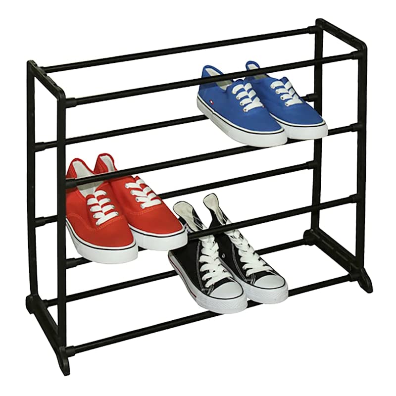 12-Pair Standing Shoe Rack, Black