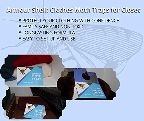 Moth Traps Closet Clothing - Clothes Moths Protection Trap with Unique Hanging Design (6 Traps)