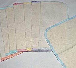 1 Ply Organic Flannel Washable Baby Wipes 8 x 8 Inches 10 Pack Assorted Pastel Set