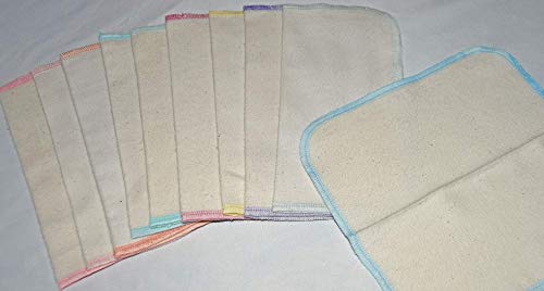 1 Ply Organic Flannel Washable Baby Wipes 8 x 8 Inches 10 Pack Assorted Pastel Set