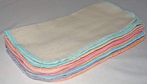 1 Ply Organic Flannel Washable Baby Wipes 8 x 8 Inches 10 Pack Assorted Pastel Set