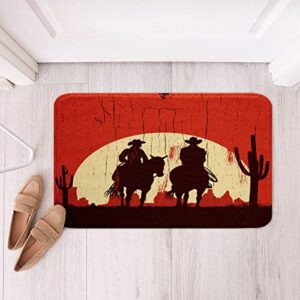 Western Decor Bath Mats for Bathroom Wild West Cowboy Bathroom Rugs for Kids Boys Children Rodeo Cowboy Style Bath Rugs for Shower Tub Ultra Soft Grunge Design Decor Bathroom Accessories 20"x32"