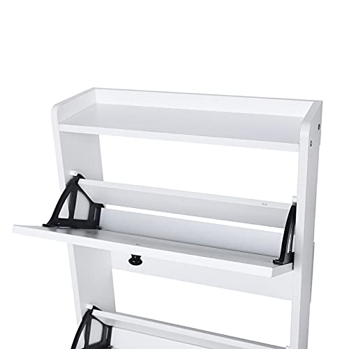 JAYEUW 3 Drawers Shoe Cabinet for Entryway, 3 Tier Shoe Storage Cabinet Shoe Rack, Entryway Shoe Storage Organizer with 3 Flip Drawers