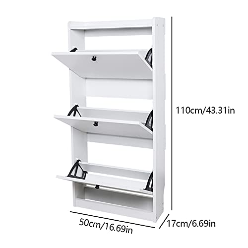 JAYEUW 3 Drawers Shoe Cabinet for Entryway, 3 Tier Shoe Storage Cabinet Shoe Rack, Entryway Shoe Storage Organizer with 3 Flip Drawers