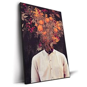 surreal flower head wall art by frank moth - big wall décor - 40''x60'', black