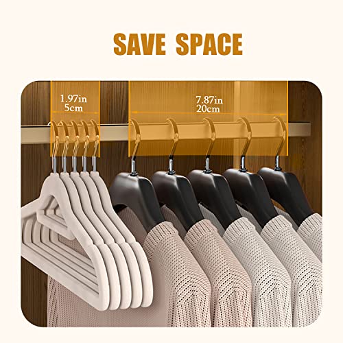 20 Pack Velvet Clothing Hangers,Non-Slip Beige Suit Hanger, 360 Degree Swivel Hook Strong and Durable Clothes Hangers for Coats,Suit, Shirt Dress, Pants & Dress Clothes