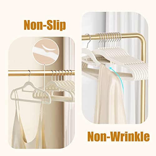 20 Pack Velvet Clothing Hangers,Non-Slip Beige Suit Hanger, 360 Degree Swivel Hook Strong and Durable Clothes Hangers for Coats,Suit, Shirt Dress, Pants & Dress Clothes