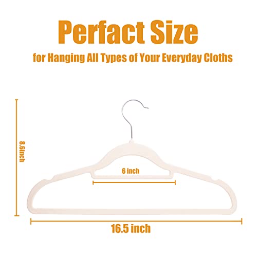 20 Pack Velvet Clothing Hangers,Non-Slip Beige Suit Hanger, 360 Degree Swivel Hook Strong and Durable Clothes Hangers for Coats,Suit, Shirt Dress, Pants & Dress Clothes