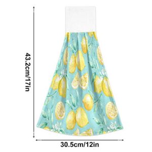 Lemon Hanging Kitchen Towel Leaves Bath Hand Tie Towels Set 2 Pcs Tea Bar Towel Dish Cloths Dry Towels Soft Absorbent Durable for Bathroom Laundry Room Decor