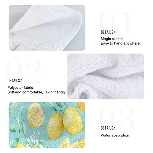 Lemon Hanging Kitchen Towel Leaves Bath Hand Tie Towels Set 2 Pcs Tea Bar Towel Dish Cloths Dry Towels Soft Absorbent Durable for Bathroom Laundry Room Decor