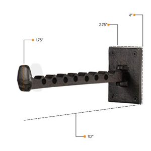 Rustic State Clout Cast Iron Coat Hanger - Clothes Rack - Laundry Bar - Industrial Farmhouse Design Wall Mount Organizer Hook Holder for Closet Laundry Room Mudroom Entryway - Black