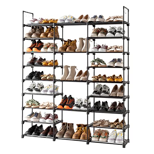 Shoe Rack Storage Organizer 9/10 Tiers Tall Shoe Organizer Shoe Storage for Entryway Holds 50-80 Pairs Shoe and Boots, Free Standing Shoe Racks Shoe Shelf Shoe Cabinet for Closet Bedroom Hallway