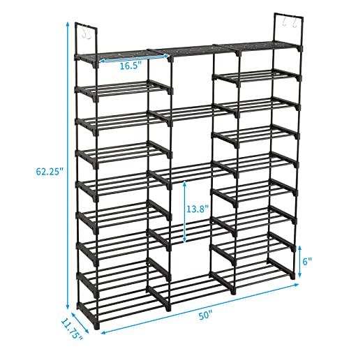 Shoe Rack Storage Organizer 9/10 Tiers Tall Shoe Organizer Shoe Storage for Entryway Holds 50-80 Pairs Shoe and Boots, Free Standing Shoe Racks Shoe Shelf Shoe Cabinet for Closet Bedroom Hallway