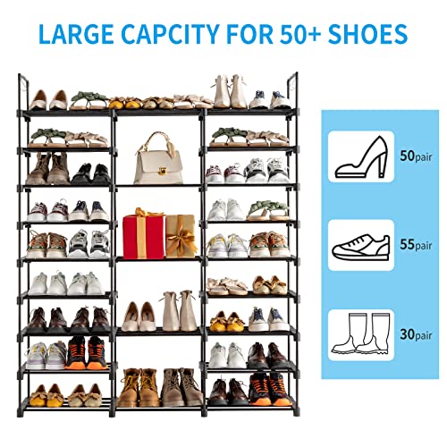 Shoe Rack Storage Organizer 9/10 Tiers Tall Shoe Organizer Shoe Storage for Entryway Holds 50-80 Pairs Shoe and Boots, Free Standing Shoe Racks Shoe Shelf Shoe Cabinet for Closet Bedroom Hallway