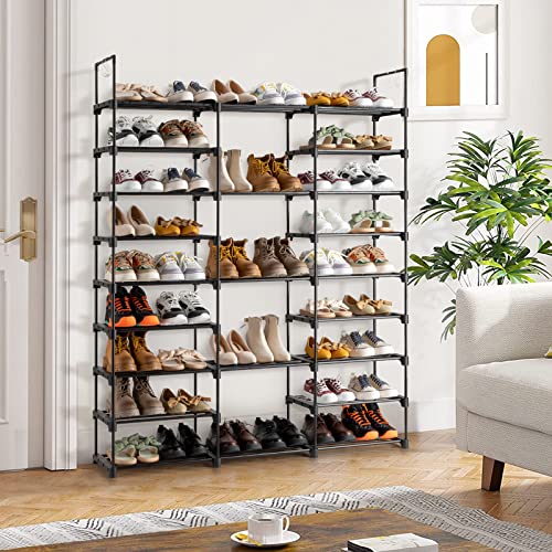 Shoe Rack Storage Organizer 9/10 Tiers Tall Shoe Organizer Shoe Storage for Entryway Holds 50-80 Pairs Shoe and Boots, Free Standing Shoe Racks Shoe Shelf Shoe Cabinet for Closet Bedroom Hallway