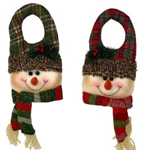 S/2 Snowmen Door Knob Wall Room Hangers Soft Plush Fabric Christmas Winter Holiday Decorations Home Business (Snowmen Hangers)