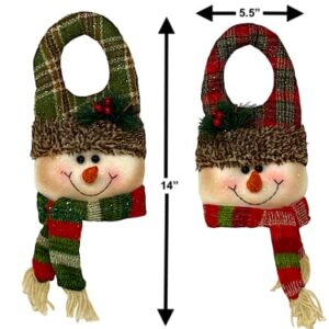 S/2 Snowmen Door Knob Wall Room Hangers Soft Plush Fabric Christmas Winter Holiday Decorations Home Business (Snowmen Hangers)