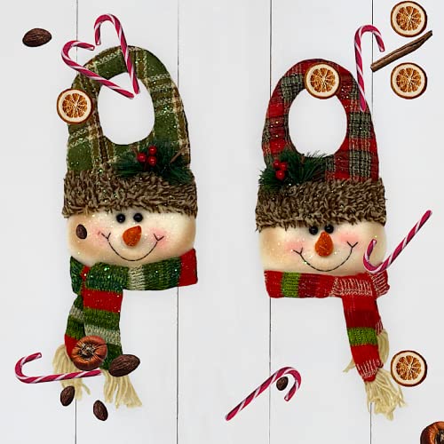 S/2 Snowmen Door Knob Wall Room Hangers Soft Plush Fabric Christmas Winter Holiday Decorations Home Business (Snowmen Hangers)