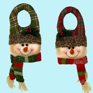 S/2 Snowmen Door Knob Wall Room Hangers Soft Plush Fabric Christmas Winter Holiday Decorations Home Business (Snowmen Hangers)