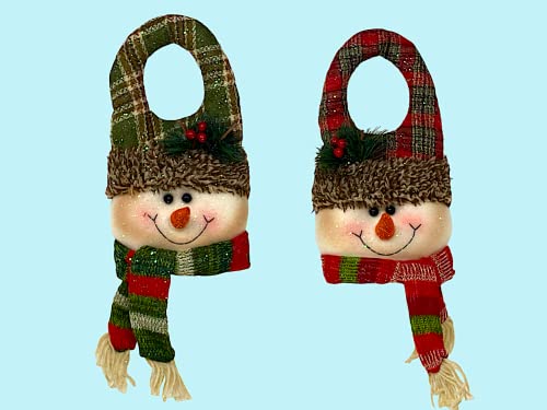 S/2 Snowmen Door Knob Wall Room Hangers Soft Plush Fabric Christmas Winter Holiday Decorations Home Business (Snowmen Hangers)