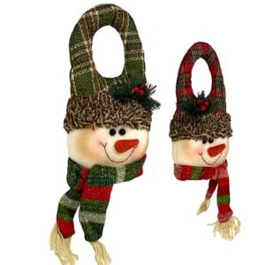 S/2 Snowmen Door Knob Wall Room Hangers Soft Plush Fabric Christmas Winter Holiday Decorations Home Business (Snowmen Hangers)