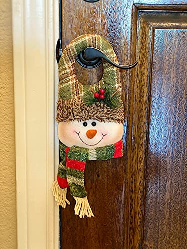 S/2 Snowmen Door Knob Wall Room Hangers Soft Plush Fabric Christmas Winter Holiday Decorations Home Business (Snowmen Hangers)