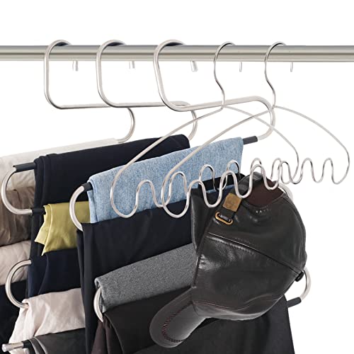 Non Slip Pants Hangers 3 Pack and Wave Grooves Hangers 2 Pack for Closet Multiple Layers Multifunctional Uses Rack Organizer for Bras Suspenders Vests Ties Swimwear Organizer