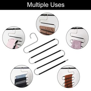 Non Slip Pants Hangers 3 Pack and Wave Grooves Hangers 2 Pack for Closet Multiple Layers Multifunctional Uses Rack Organizer for Bras Suspenders Vests Ties Swimwear Organizer