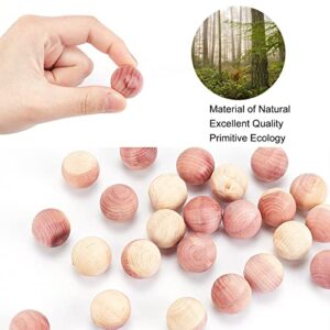 GORGECRAFT 24Pcs Red Cedar Balls Natural Cedarwood Closet Freshener Wooden Round Space Blocks Aromatic Chips Hanger Beads for Drawer Closets Clothes Home Bedroom Storage Supplies Accessory