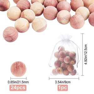 GORGECRAFT 24Pcs Red Cedar Balls Natural Cedarwood Closet Freshener Wooden Round Space Blocks Aromatic Chips Hanger Beads for Drawer Closets Clothes Home Bedroom Storage Supplies Accessory