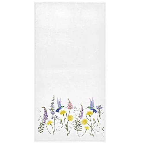 Pfrewn Botanical Floral Flowers Hummingbirds Hand Towels 16x30 in Spring Summer Bathroom Towel Grungy Floral Small Bath Towel Kitchen Dish Guest Towel Home Bathroom Decorations