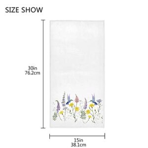 Pfrewn Botanical Floral Flowers Hummingbirds Hand Towels 16x30 in Spring Summer Bathroom Towel Grungy Floral Small Bath Towel Kitchen Dish Guest Towel Home Bathroom Decorations